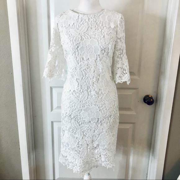 Sandra Darren | Dresses | Sandra Darren White Lace Sheath Dress | Poshmark
